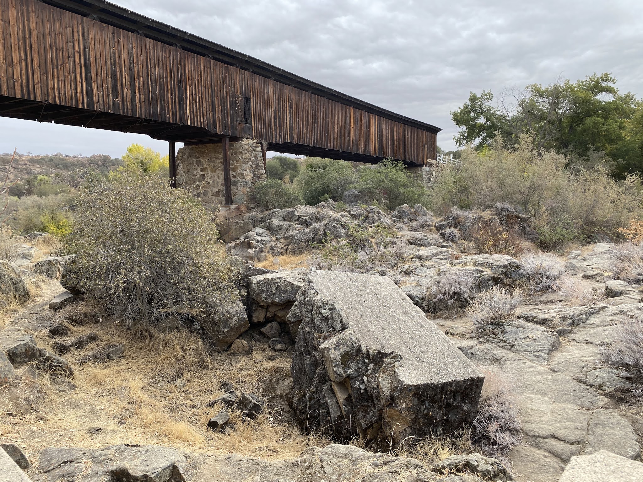 Knight's Ferry Covered Bridge, the Tulloch Mill, and the community of ...