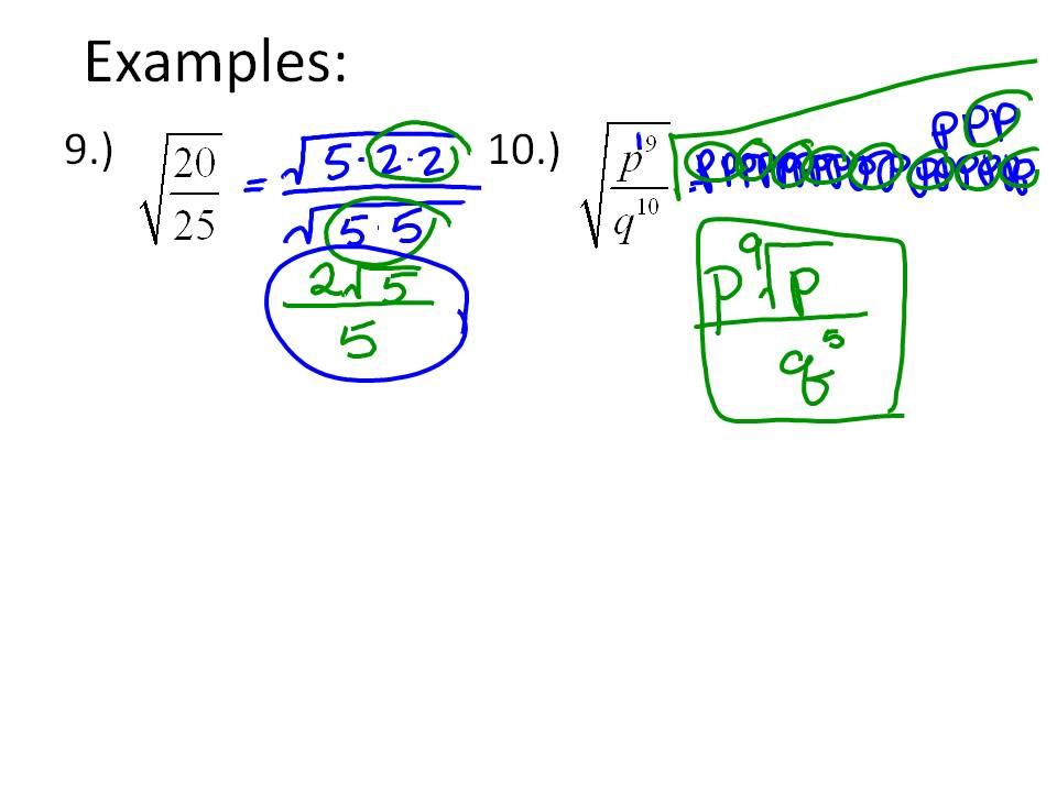 Ms. Hale's Math Page: Algebra 5/4: Simplifying Radical Expressions