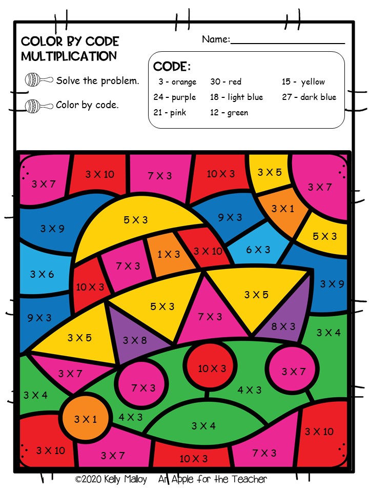 An Apple For The Teacher: Cinco de Mayo Color By Number