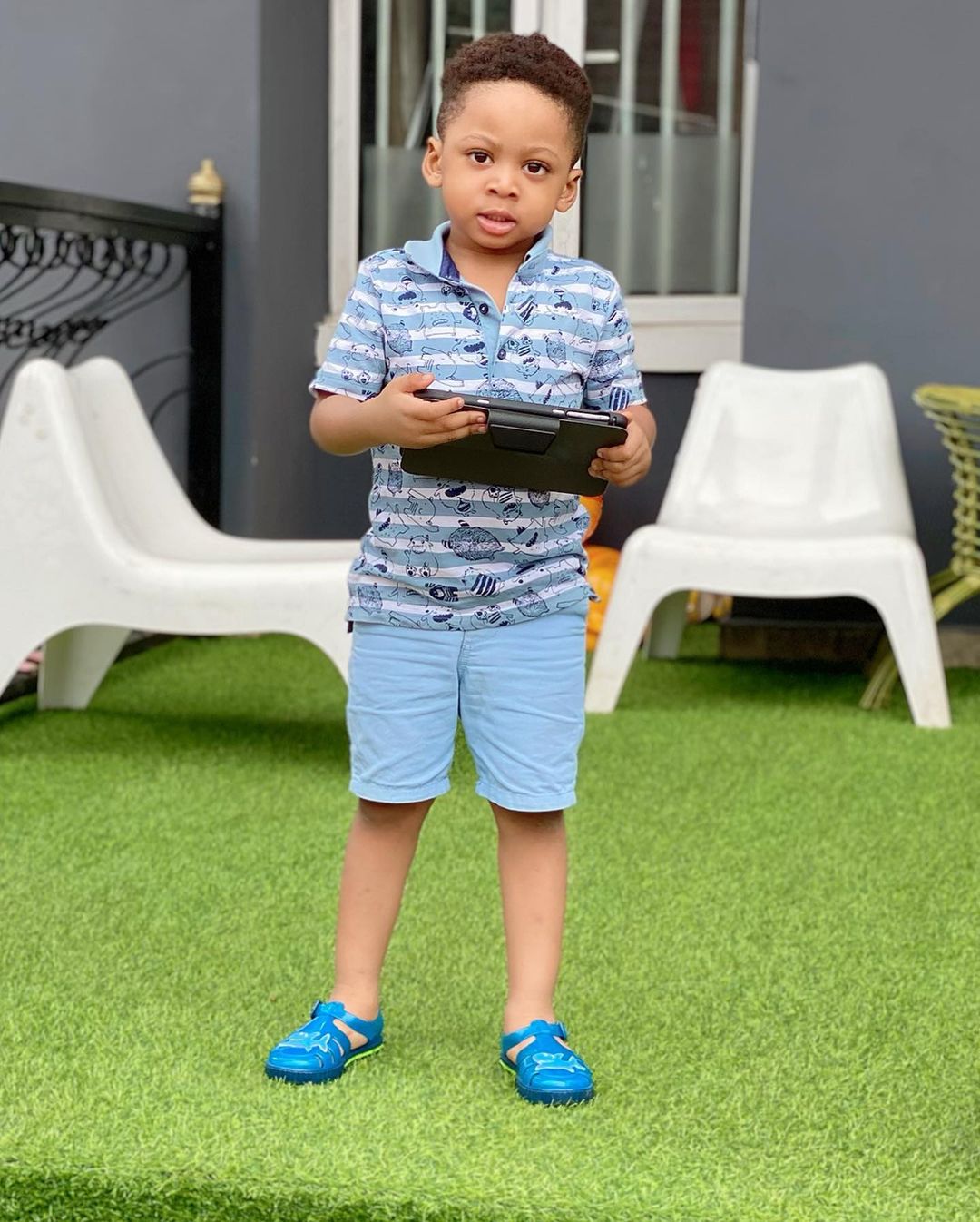 Photo of Nosa Rex son and second child, Andre