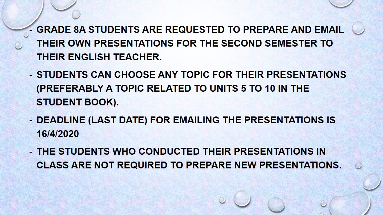 Grade 8: Distance Learning