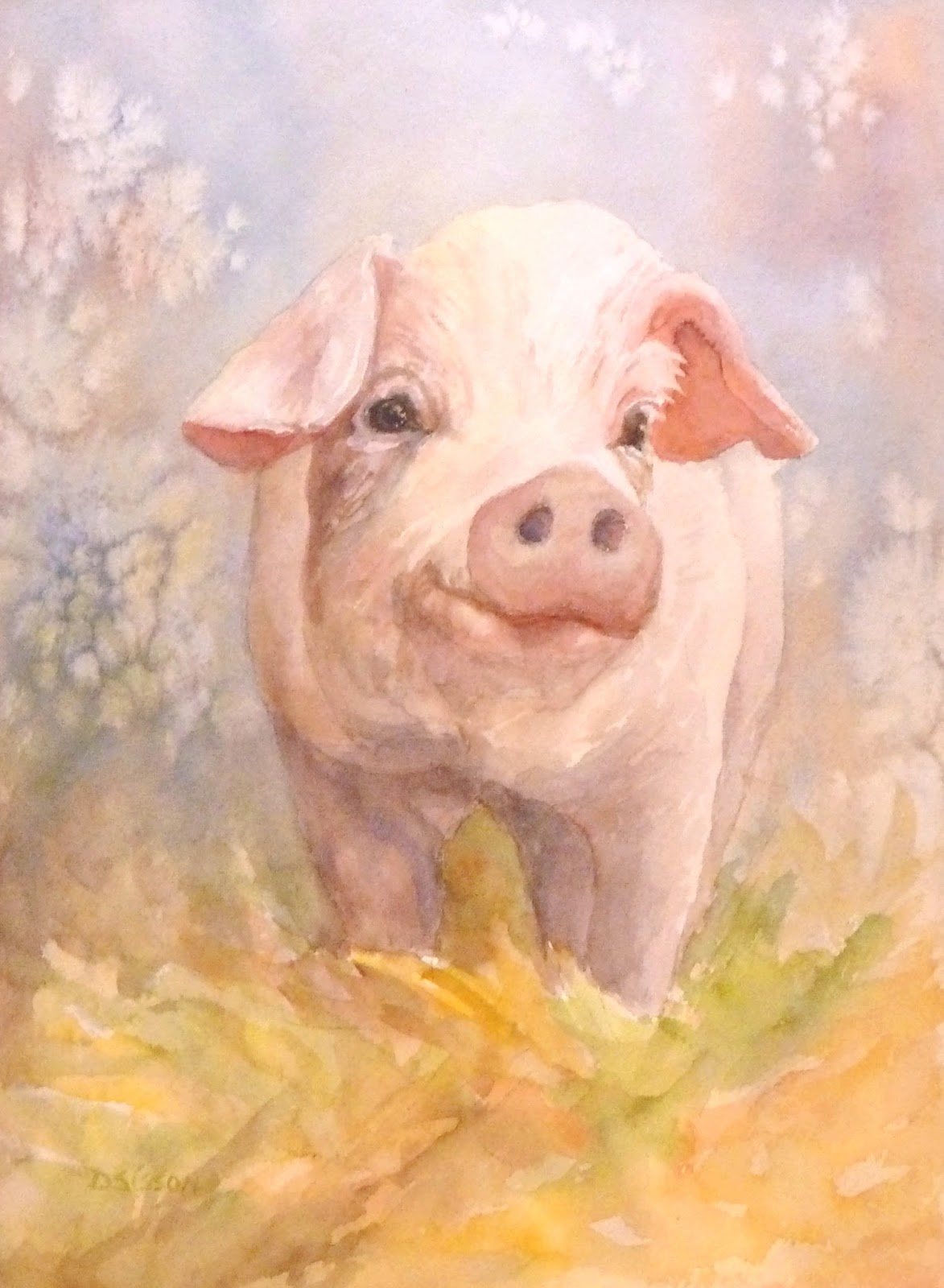 Daily Painting Projects: Pinky's Life Pig Watercolor Animal Portrait ...
