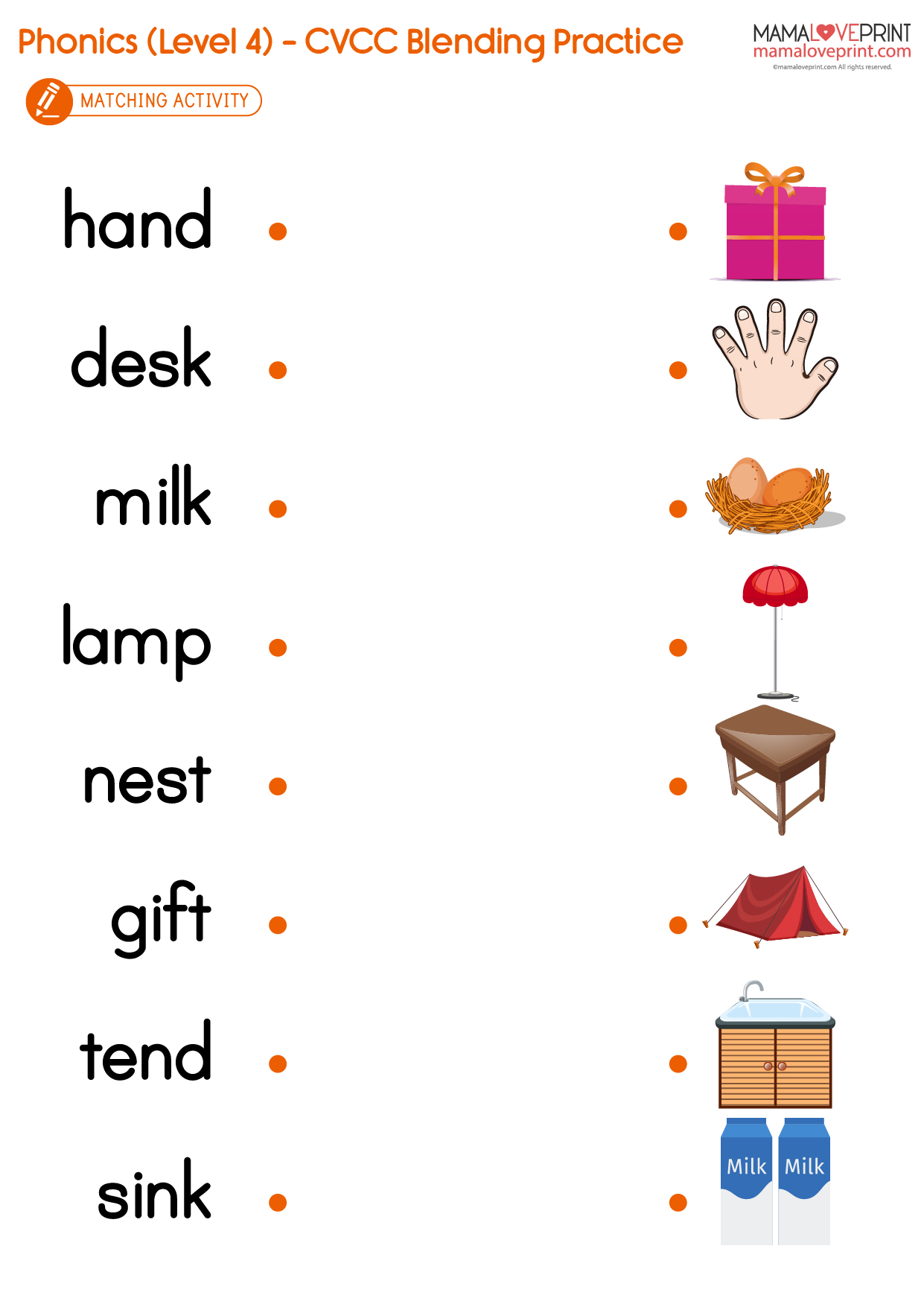 MamaLovePrint . Phonics Worksheet - Level 2.2 CVCC Practice Worksheets ...
