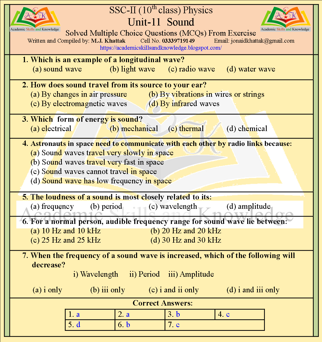 SSC-II (10th Class ) Physics All Units Solved Multiple Choice Questions ...