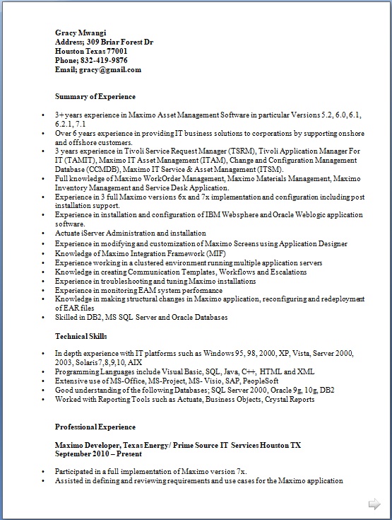 Maximo System Administrator Sample Resume Format in Word Free Download