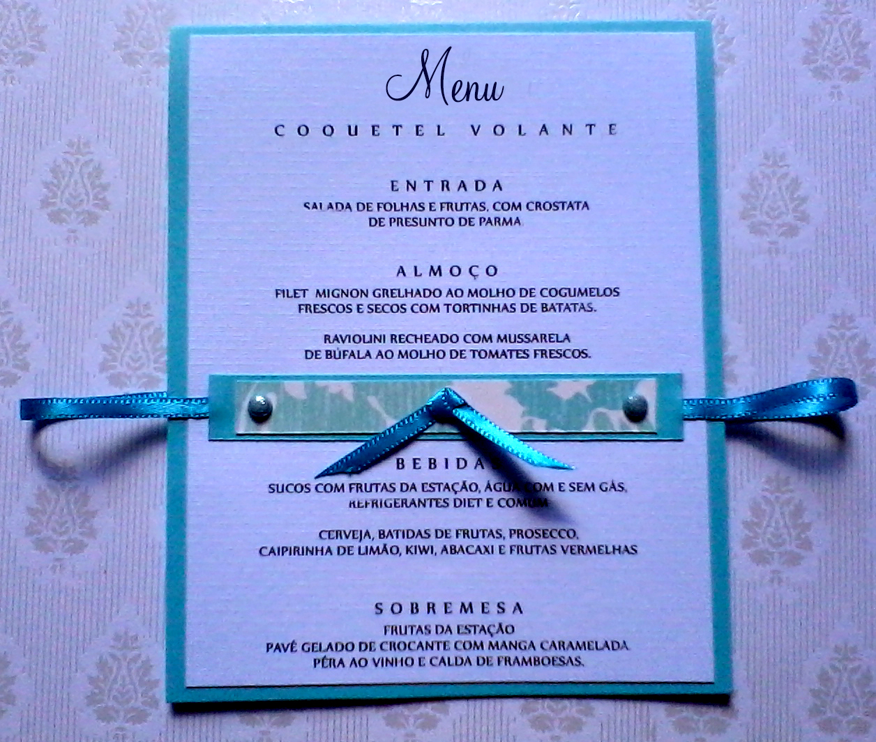 KMA Personalização Festas e Eventos: Menu - cardápio de mesa