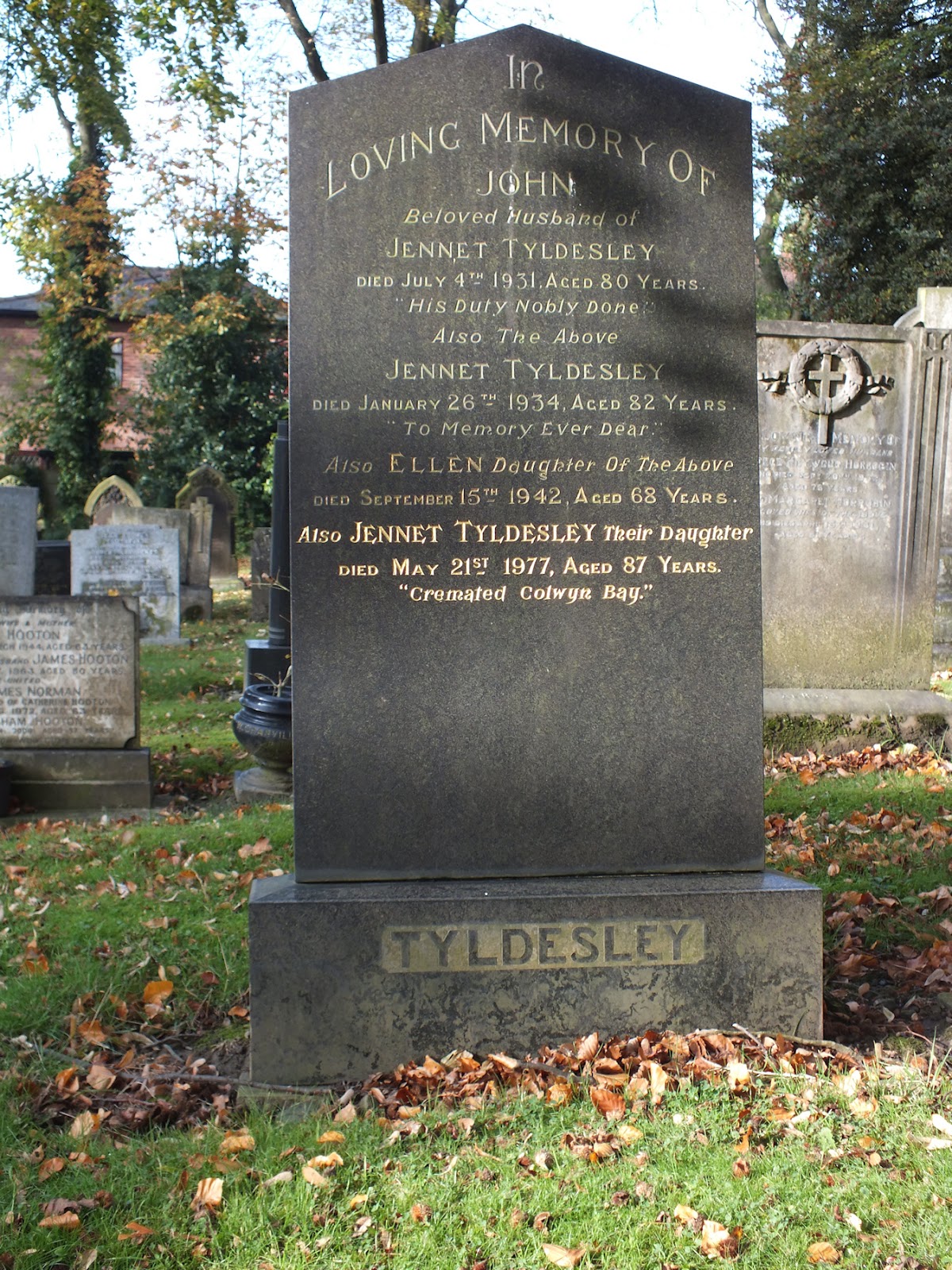 Tyldesley Family History: November 2012