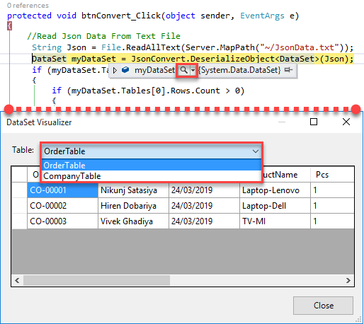 Convert JSON to Datatable/Dataset in C# | Codingvila