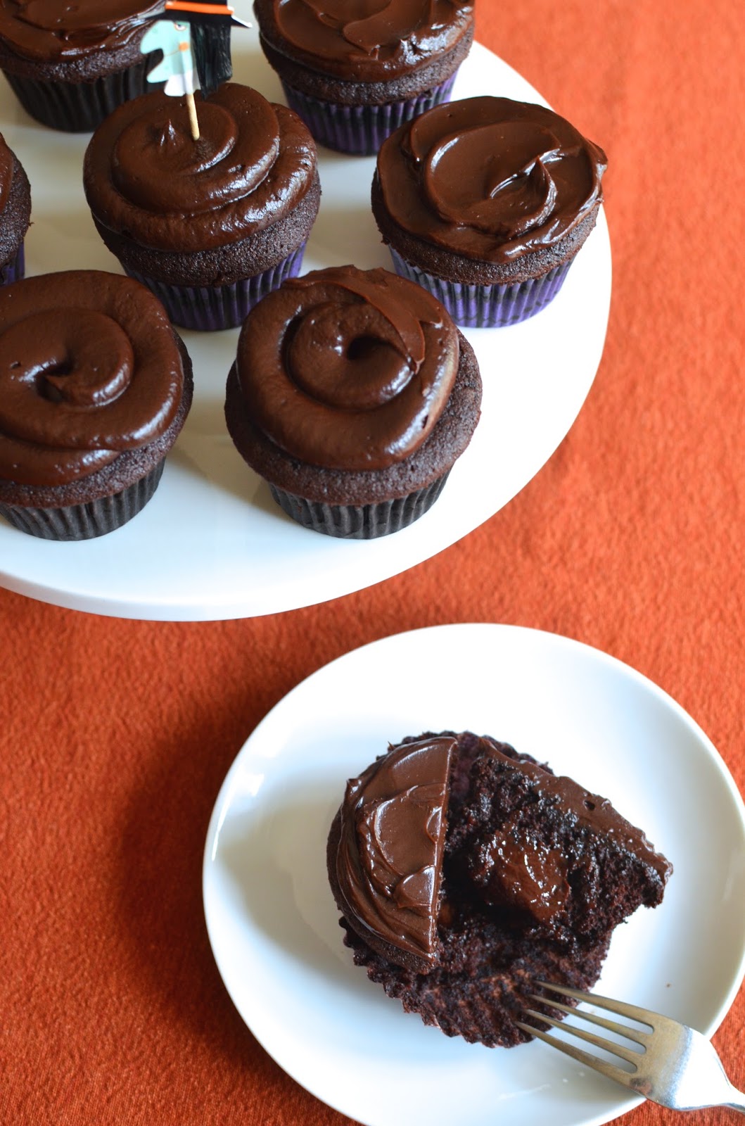 Playing with Flour: Devil's Food cupcakes with a chocolate-apricot surprise