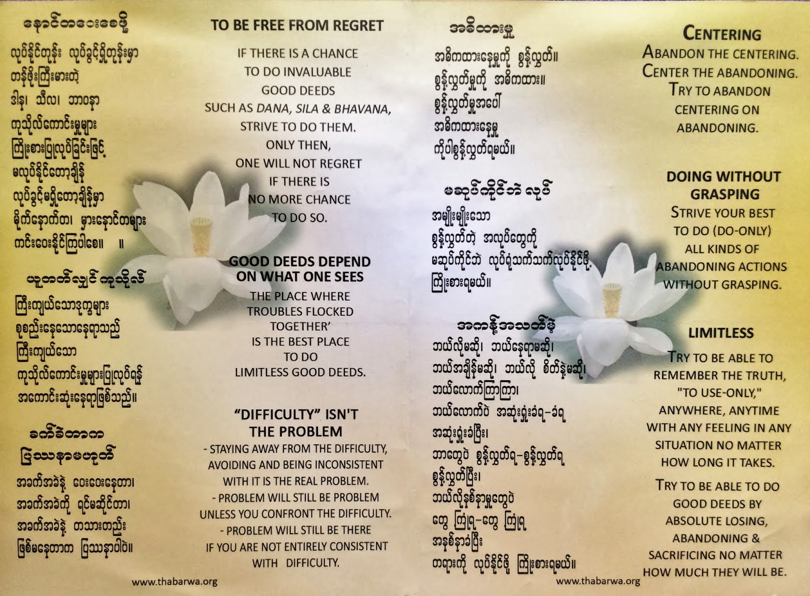 ThaBarWa Centre: The Middle Way : Anatta Dhamma