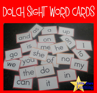 Little Stars Learning: Dolch Sight Word Cards