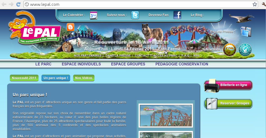 ParcPlaza.net: Le site internet du Pal fait peau neuve