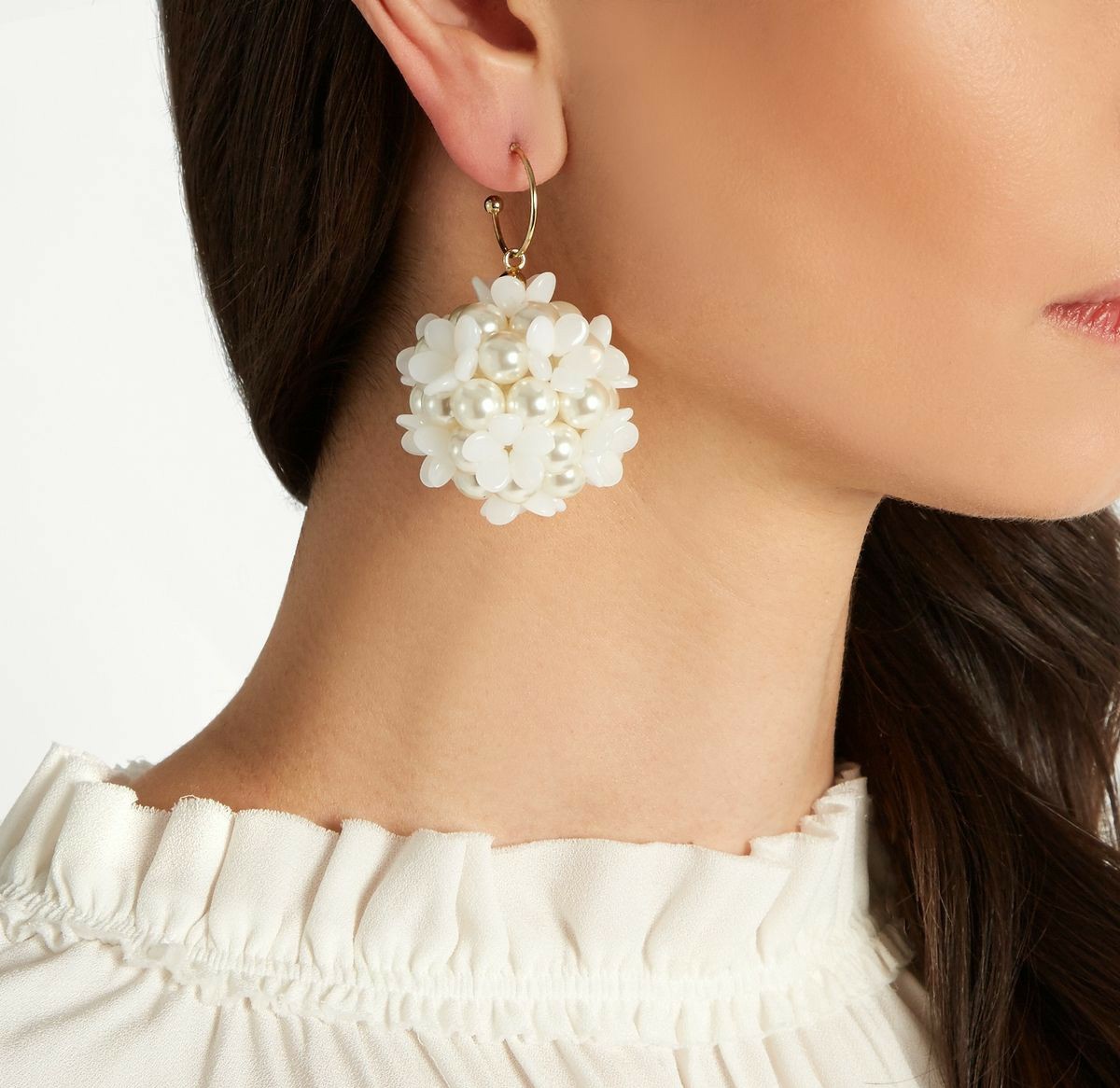 White flower earring designs