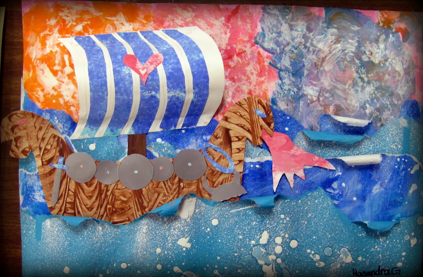 Cassie Stephens: In the Art Room: Viking Ship Collages