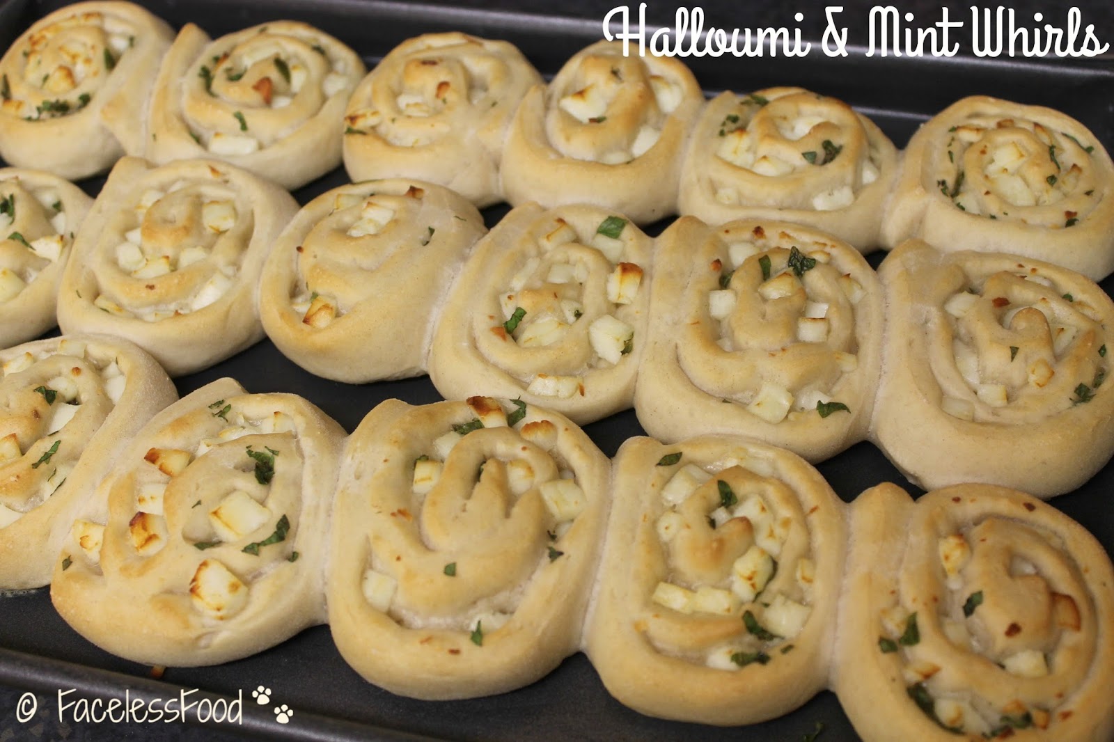 We Don't Eat Anything With A Face: Halloumi & Mint Bread Whirls