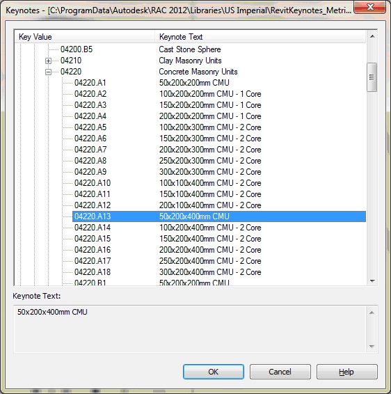 Revit Architecture 2013 Essential: Keynote - Detailing