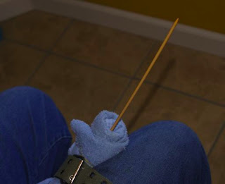 Knitting One Handed.: Set up for one handed knitting.