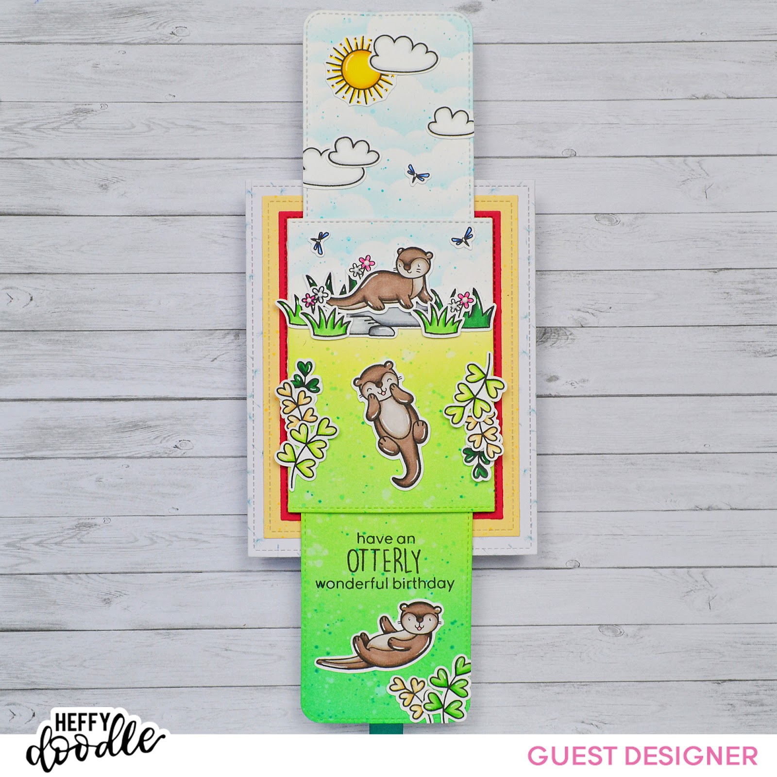 Blue Marine Craft: Heffy Doodle - Double Slider Birthday Surprise Card