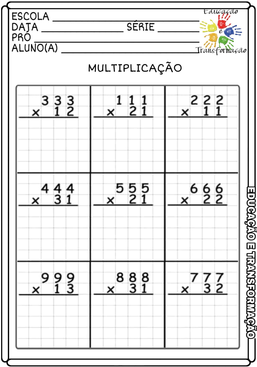 Blog Educação e Transformação: 👍 Multiplicação