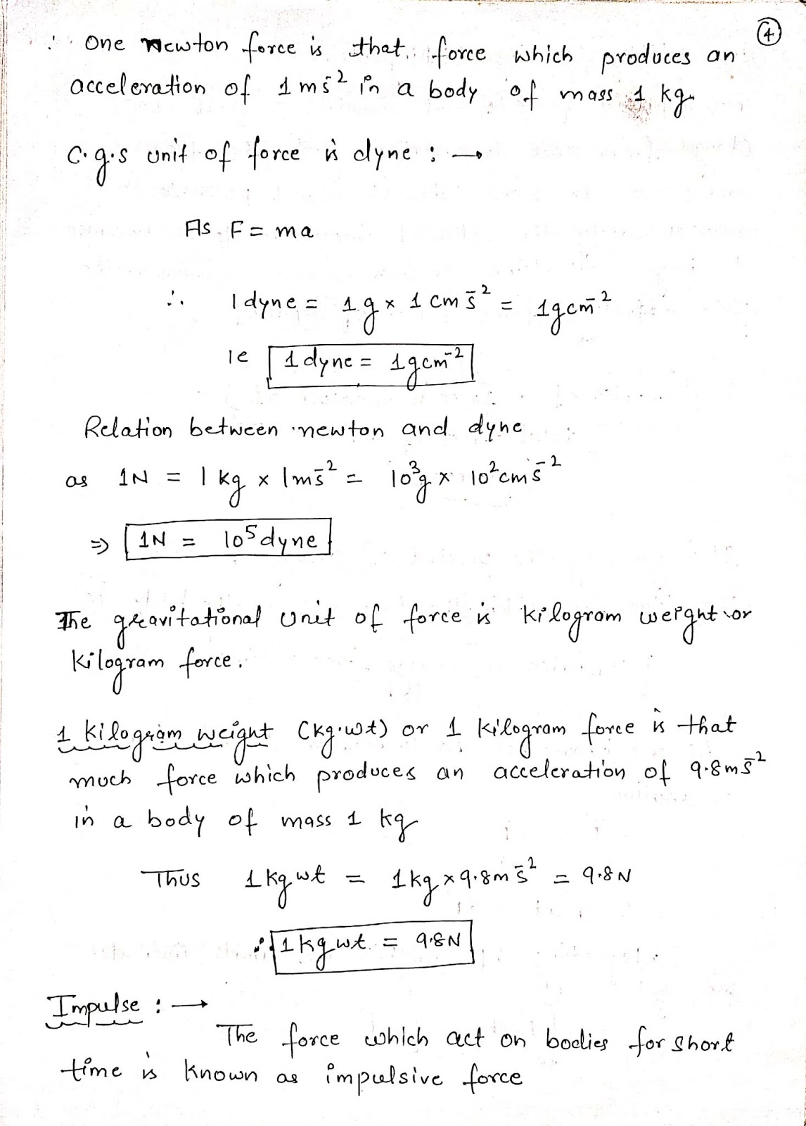 Law of Motion Handwritten Notes for Class 11