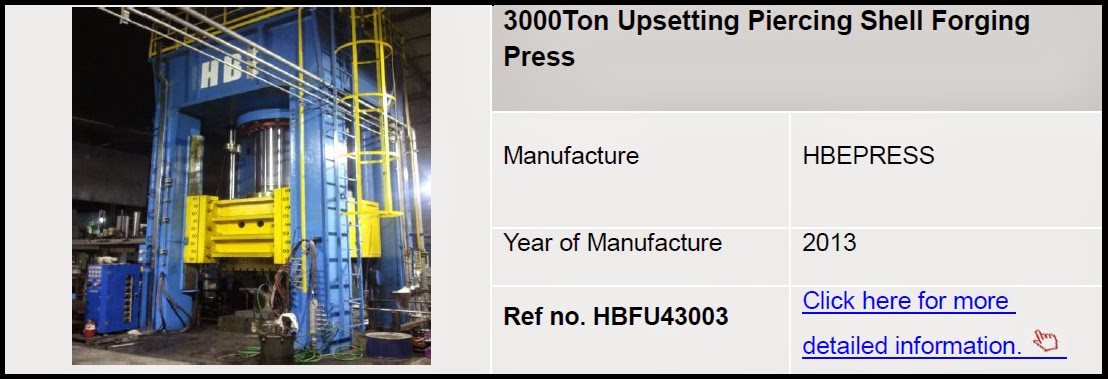 HBE PRESS & SKGC: Used Forging presses for sale. stock list of HBE.SKGC