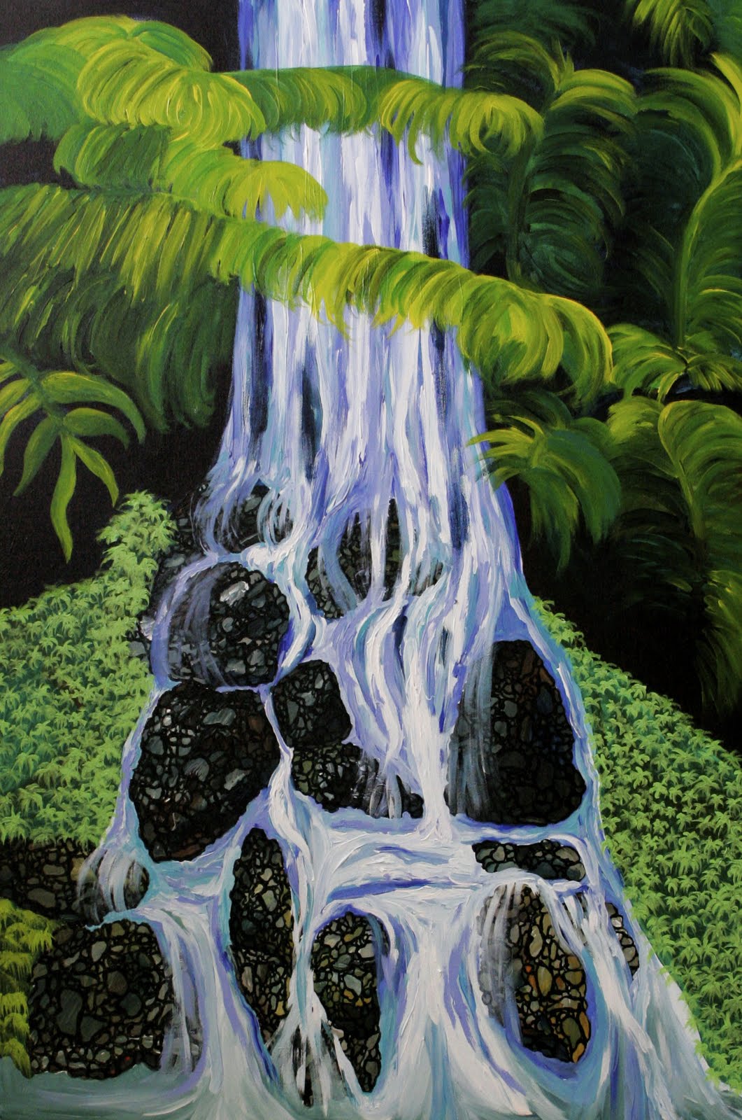 Shana Squier Fine Art: Likeke Waterfall original 24"x36" acrylic painting