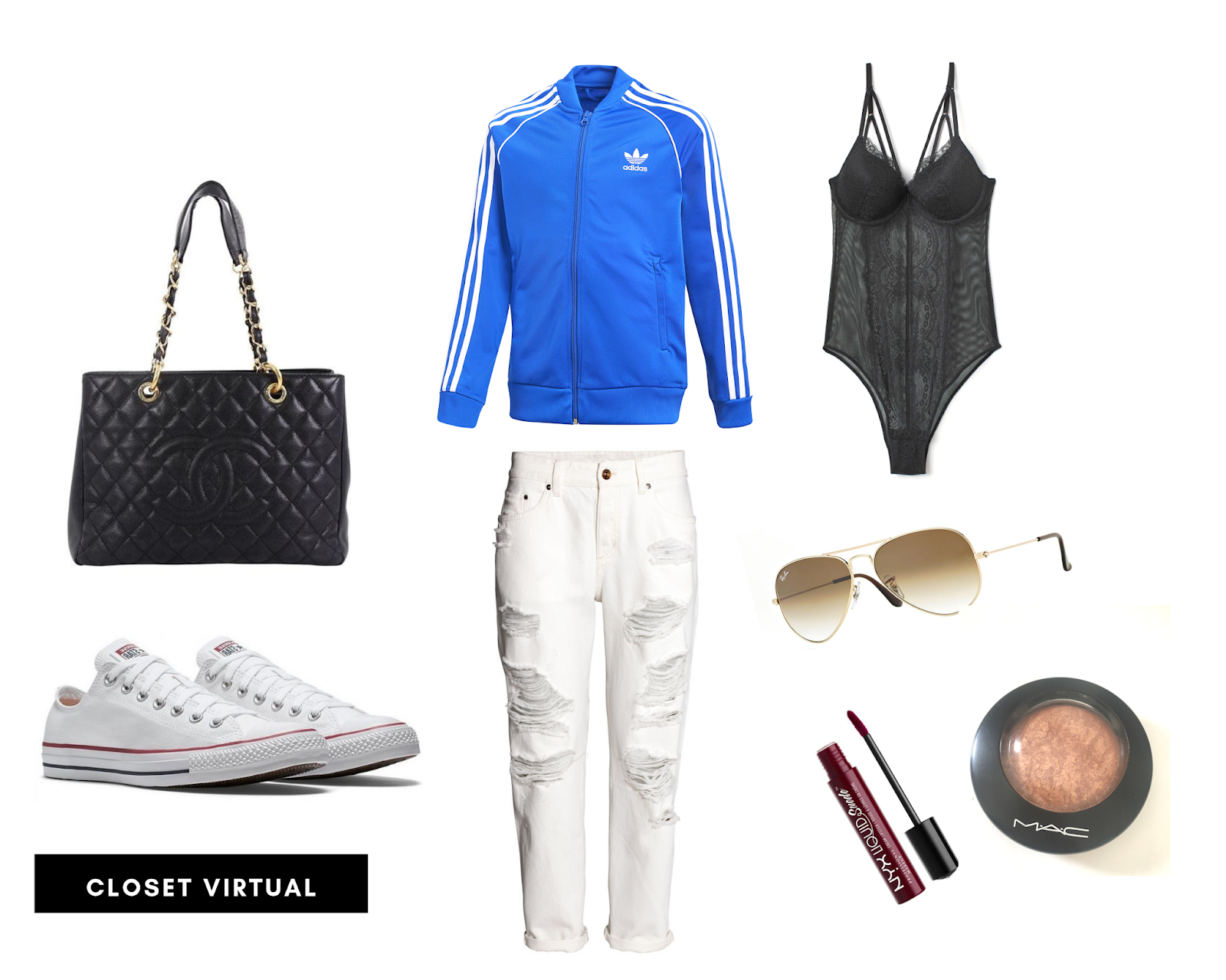 Closet Virtual: Look - Adidas blue track jacket