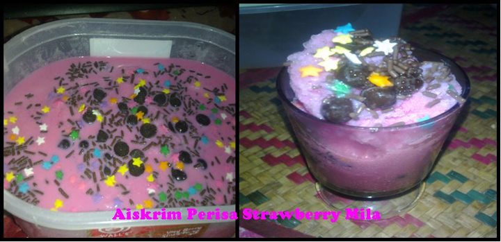 Mila Zamilah's Kitchen: AISKRIM PERISA STRAWBERRY+COKLAT CHIP+COCO RICE