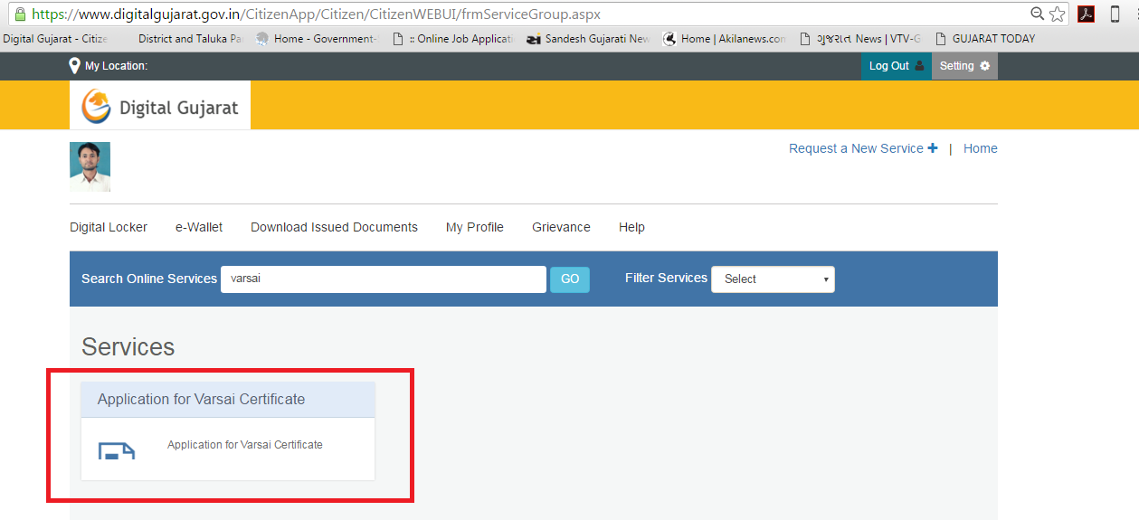 https://www.digitalgujarat.gov.in : Varsai Certificate ~ MR Kawant