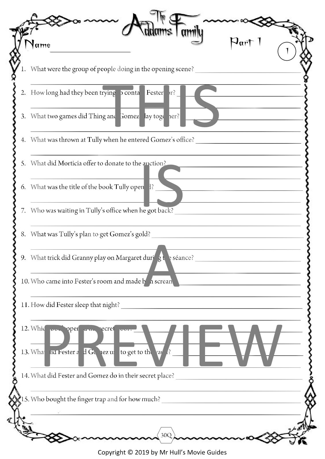 The Addams Family Movie Guide + Activities - Answer Keys Included ...