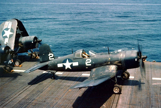 World War II in Color: A U.S. Navy Vought F4U-4 Corsair at Deck
