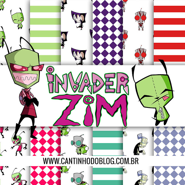 Kit digital grátis Invader ZIM - Cantinho do blog