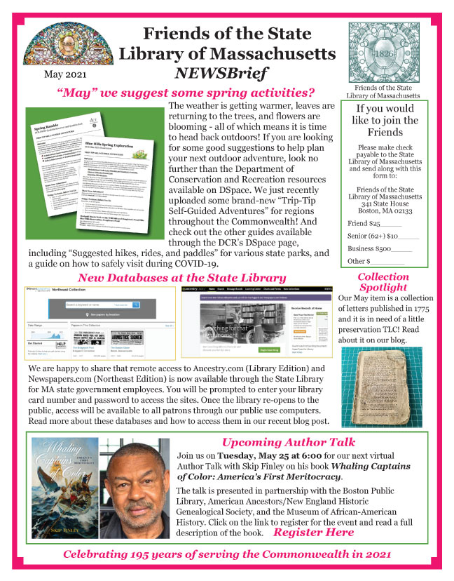 State Library of Massachusetts: May 2021