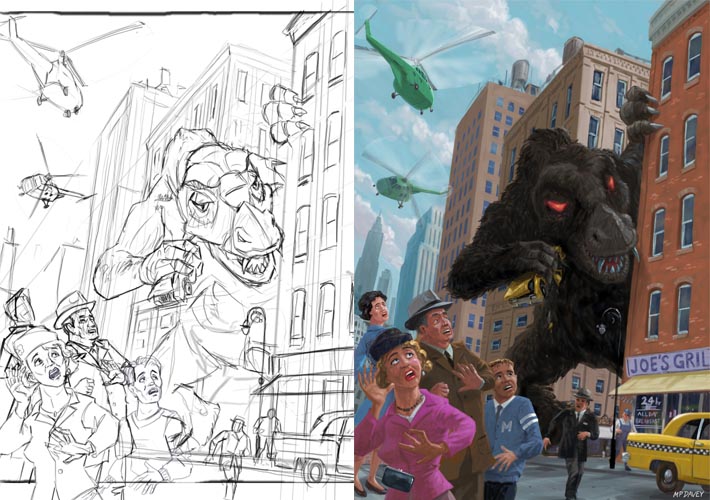 Martin Davey Illustration and Fine Art: City Invasion Furry Monster ...