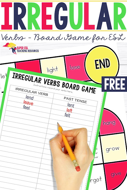 Super Easy No Prep Irregular Verbs Board Game for ESL Students