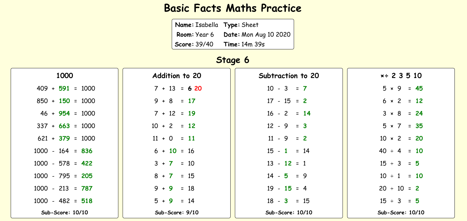 Isabella: Prototec | Basic Facts Learning.