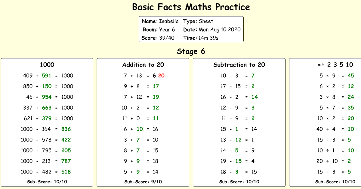 Isabella: Prototec | Basic Facts Learning.
