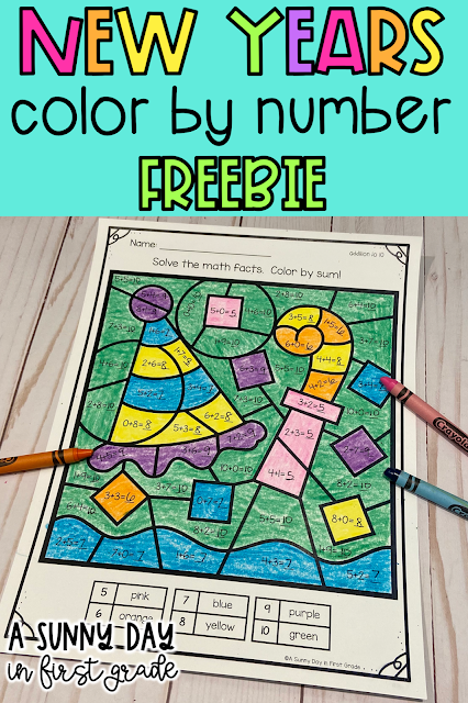 New Years Color by Number (freebie) | A Sunny Day in First Grade