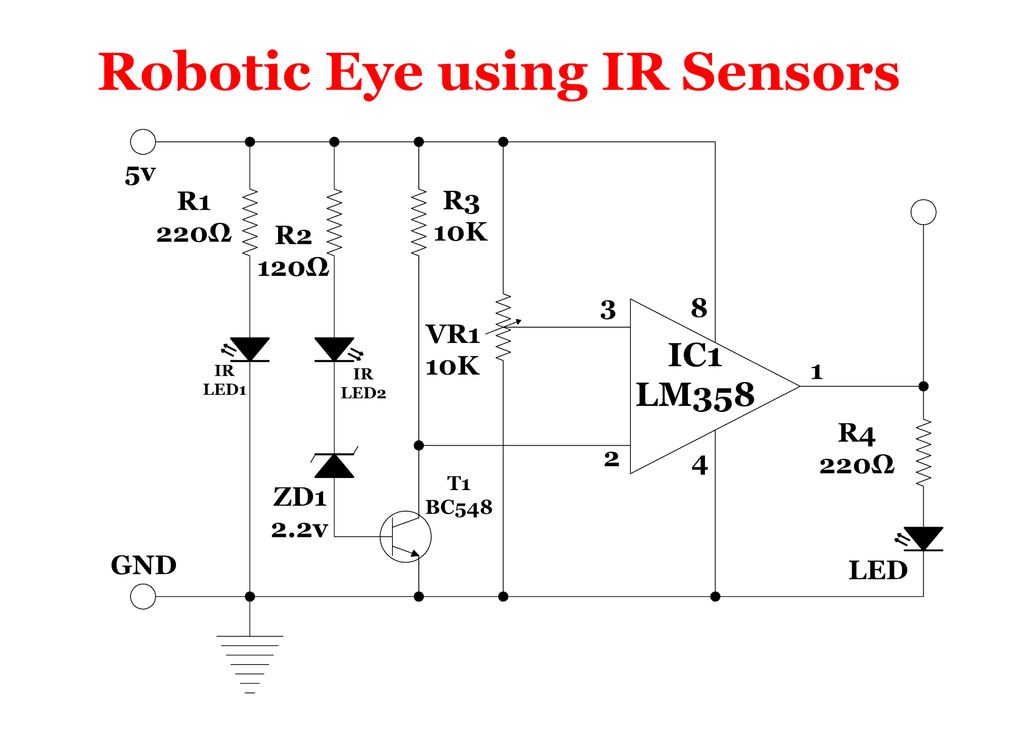 Robotic Eye Using Ir Sensor Electronics Project Diy Electronics Project