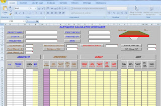 earthwork excel template sheet : xls - Civil engineering program