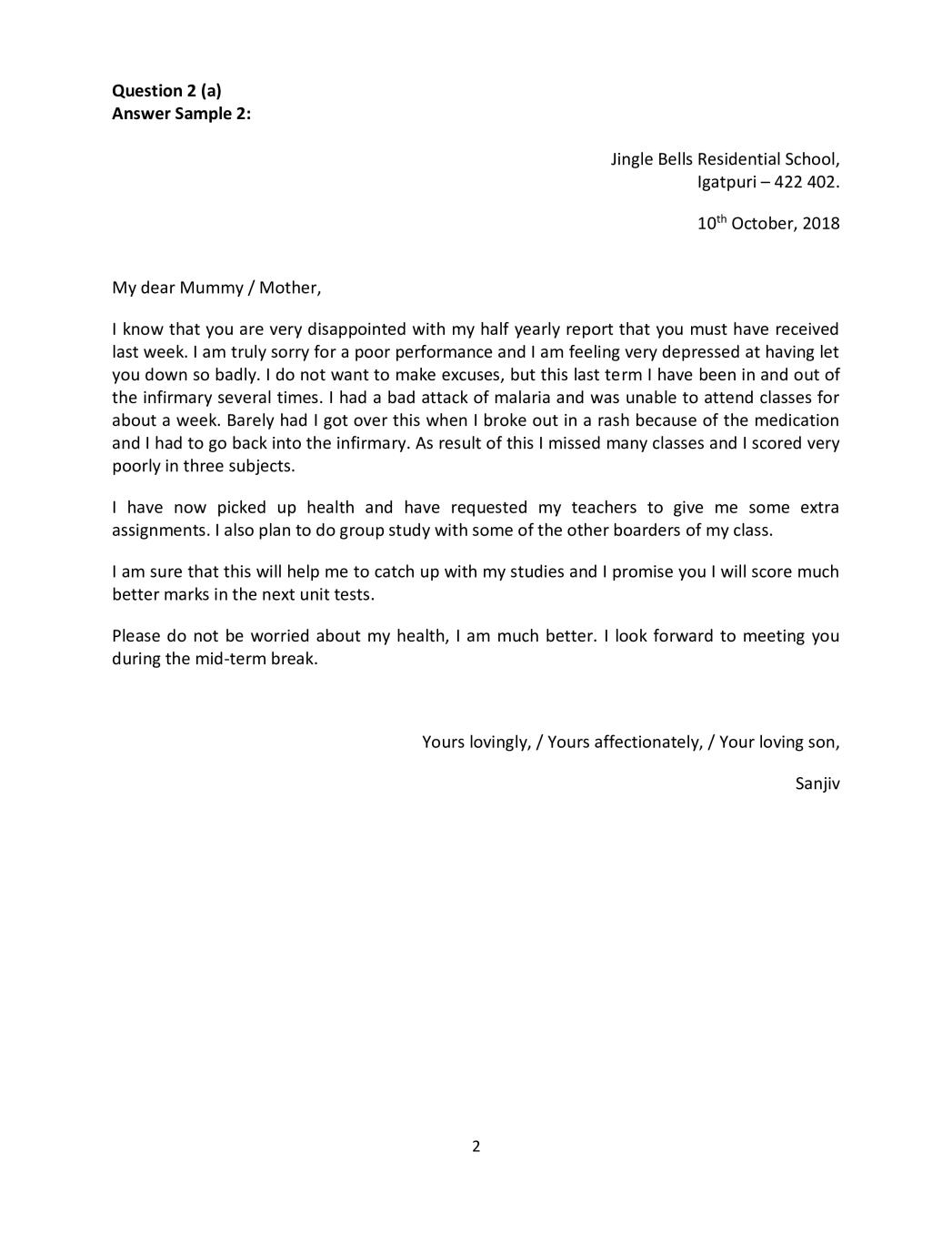 Informal Letter Format In Gujarati - Birthday Letter