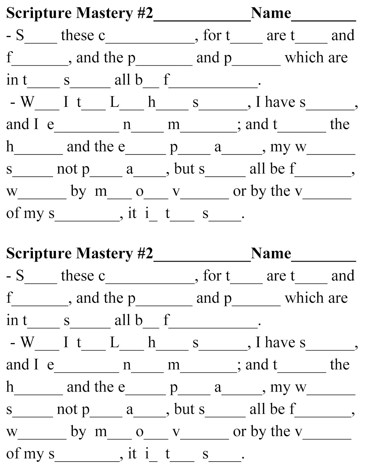 HollysHome - Church Fun: D & C1:37-38 Scripture Mastery 2 Practice Quiz