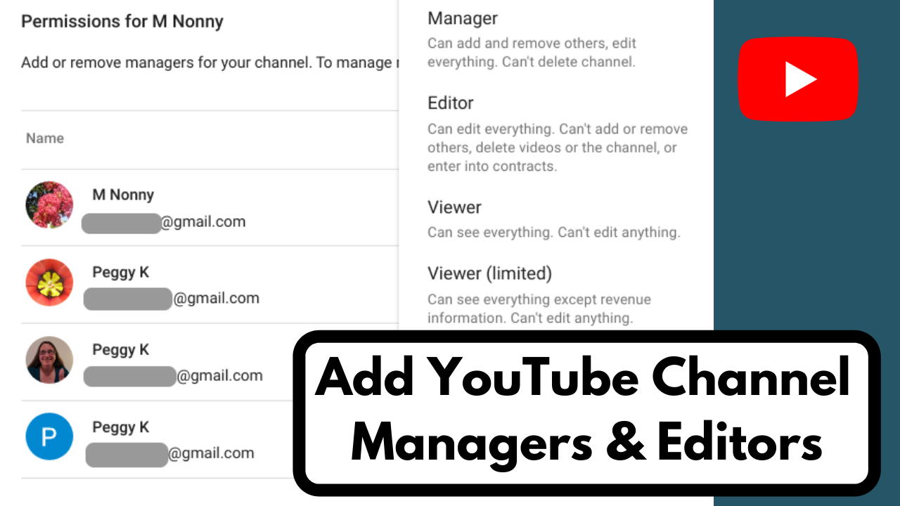 Add a manager, editor or Studio viewer to your YouTube channel