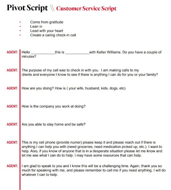 Keller Williams Preferred: Pivot Script: Customer Service Touchbase Script