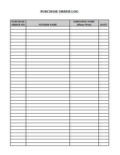 Purchase Order Log Template - Invoice Template