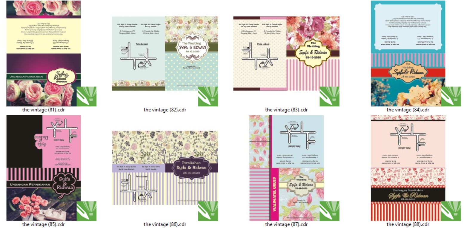 Free 100 Desain Undangan Pernikahan VINTAGE Format CorelDraw ...
