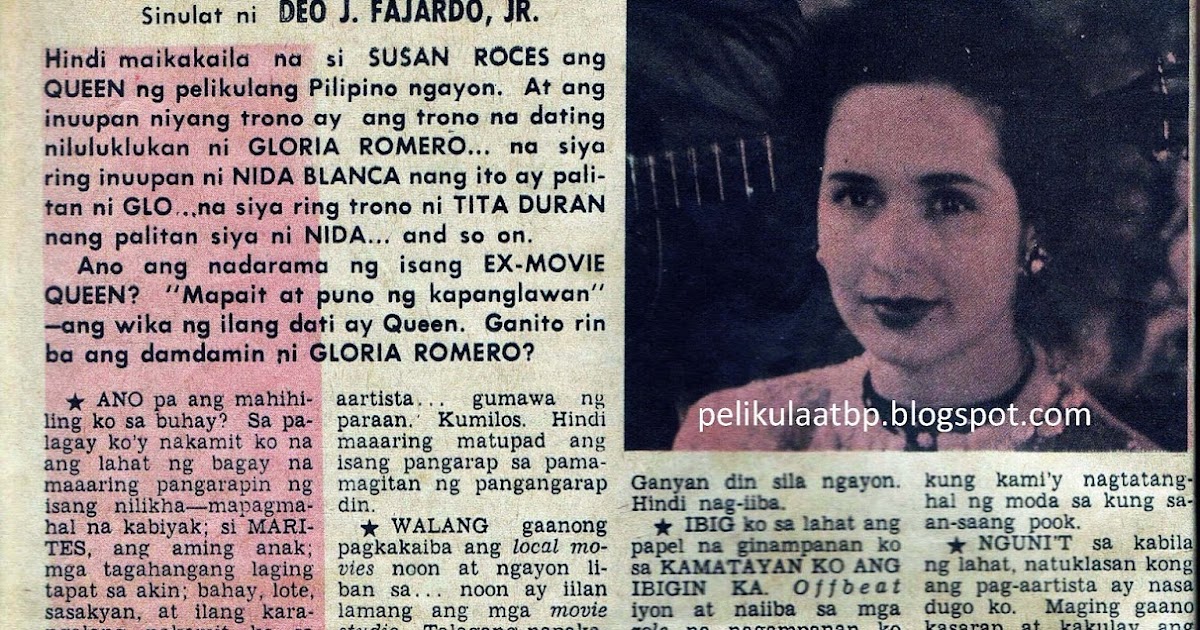 PELIKULA, ATBP.: GLORIA ROMERO: NOON AT NGAYON (Kislap Magazine ...