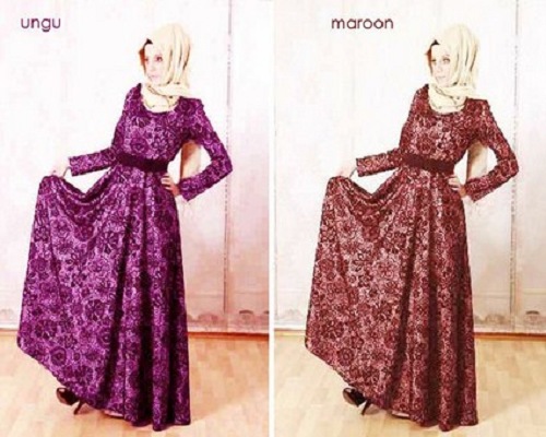 Model baju brokat terbaru muslim terusan kombinasi batik lengan pendek ...