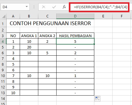 Handling Error pada rumus Excel dengan Fungsi IsError - ALHAD ENTERPRISES