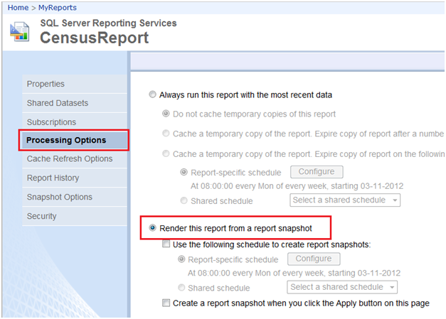 Sqlcircuit Ssrs How To Create Report Snapshot And How To Utilize It